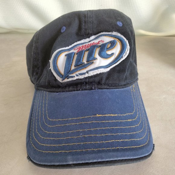 Accessories | Miller Lite Beer Blue Distressed Look Adjustable Cotton ...